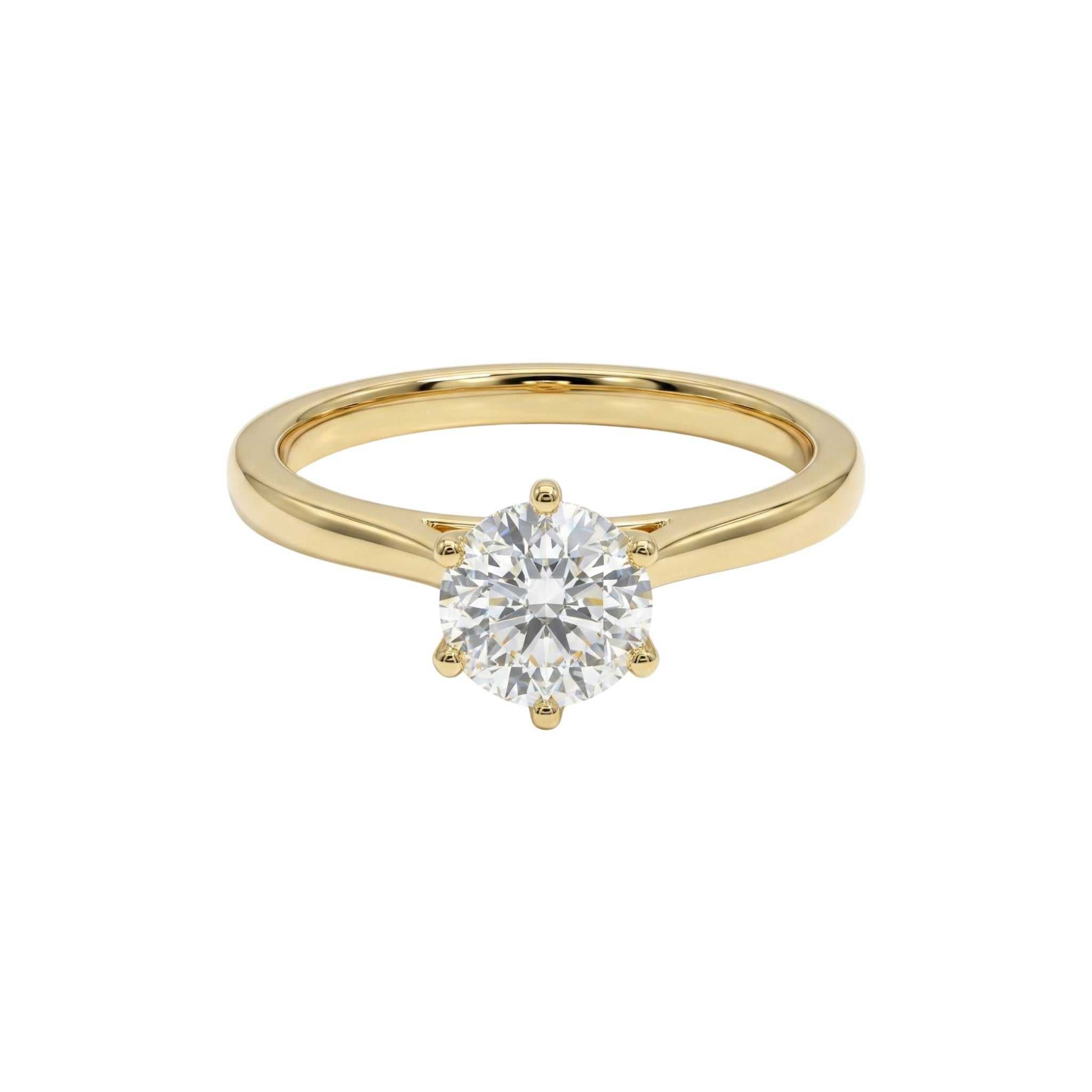 Classic 6 Prong Solitaire CZ Engagement Ring - 18KT Gold | Elegant ...