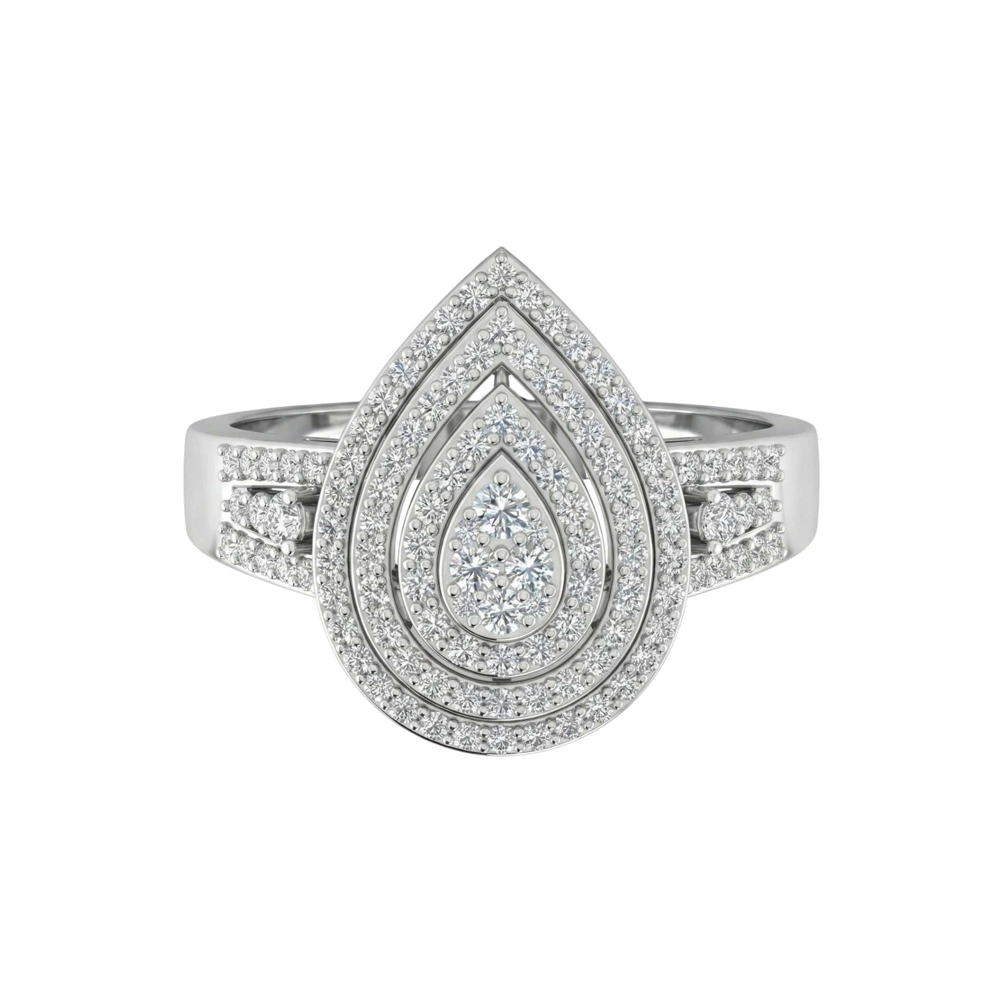 Jade Pear Cut Natural Diamond Engagement Ring in 18KT Gold - Elegant ...