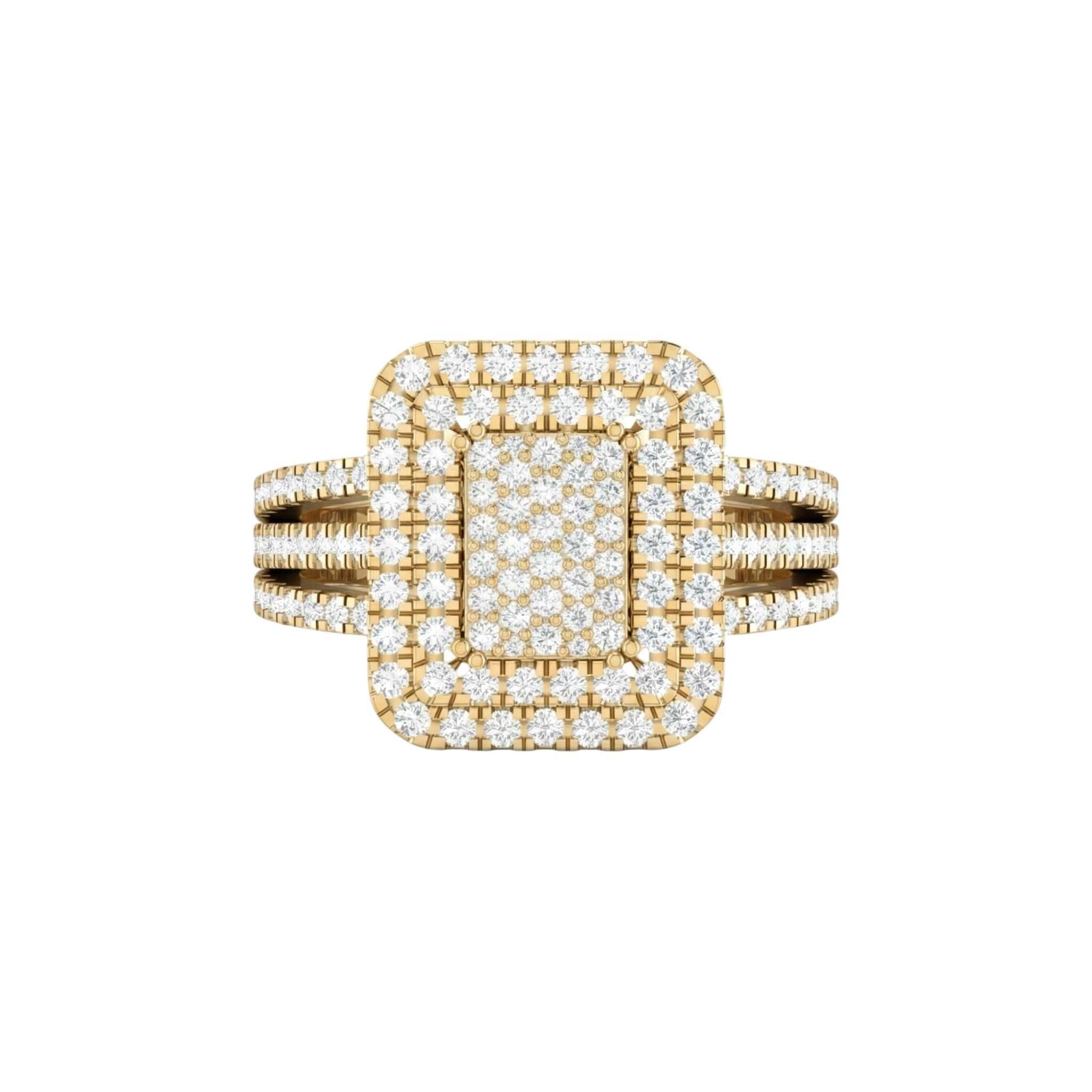 Lovely Radiant Natural Diamond Cluster Engagement Ring in 18KT Gold ...
