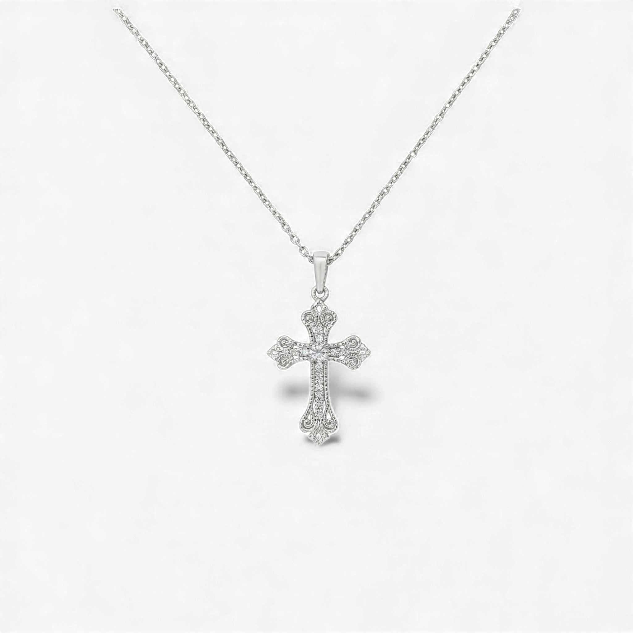 Single Stone Drip Cross Diamond Necklace in 18KT Gold | Elegant ...