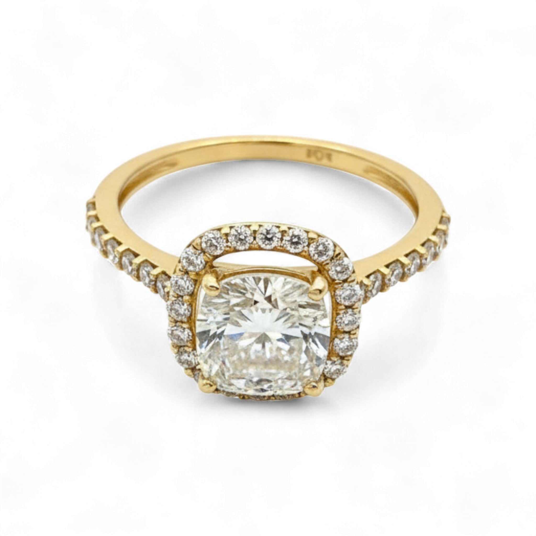 Classic Cushion Cut Moissanite Engagement Ring in 18KT Gold – BOZ Jewelry