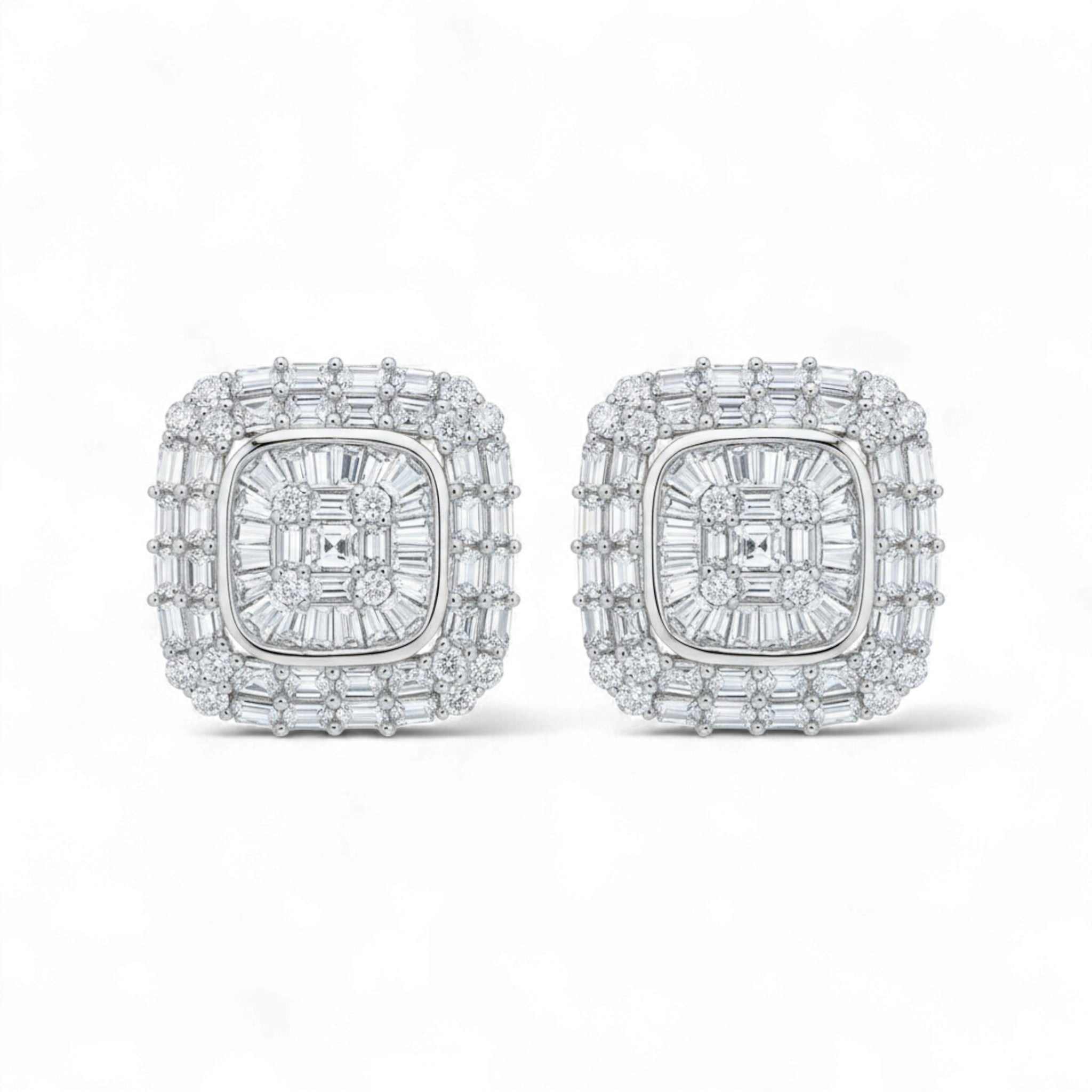 1.1CT Baguette Cut Square Shape Diamond Studs in 18K Gold – BOZ Jewelry