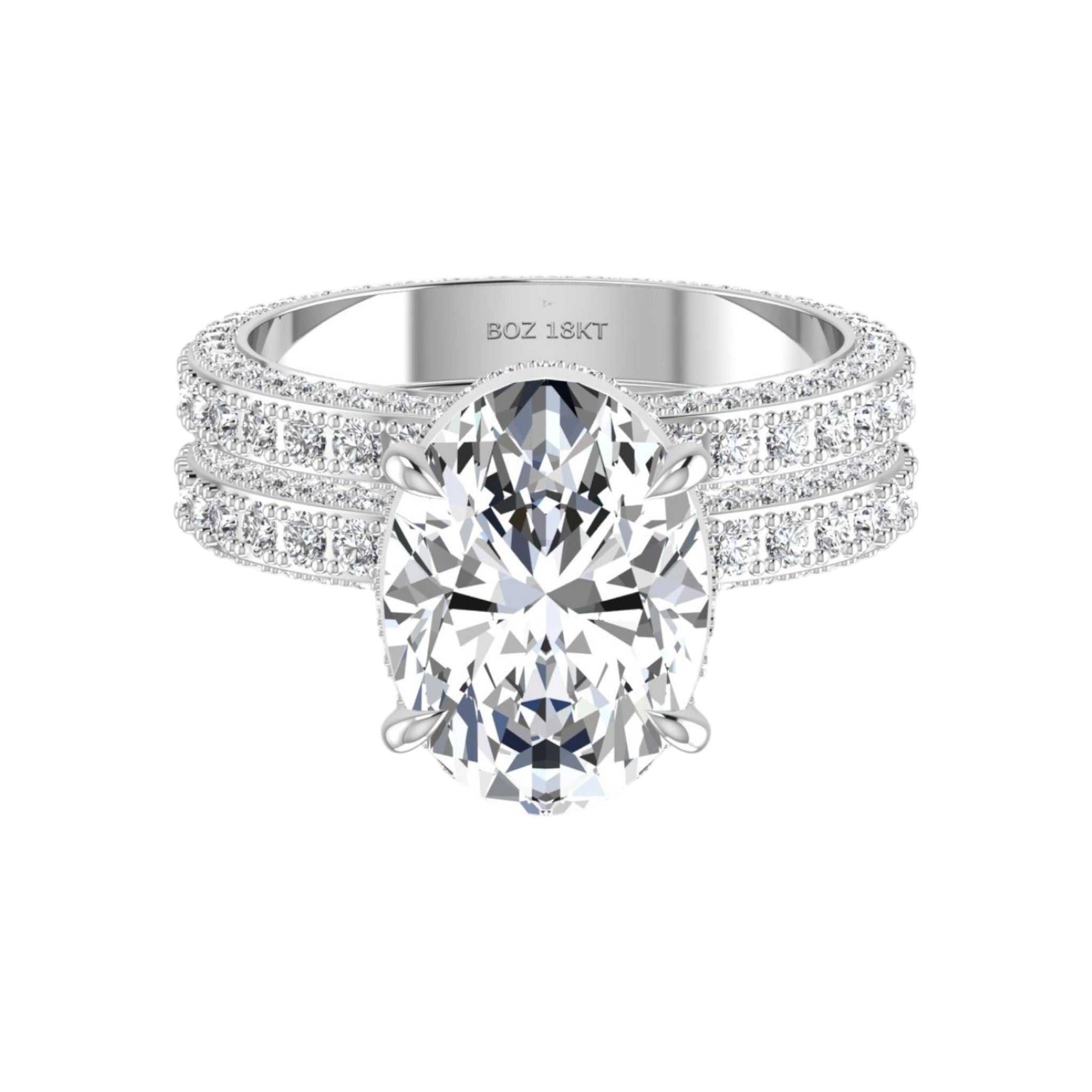 Amina Oval Cut Diamond Bride Set in 18KT Gold – BOZ Jewelry