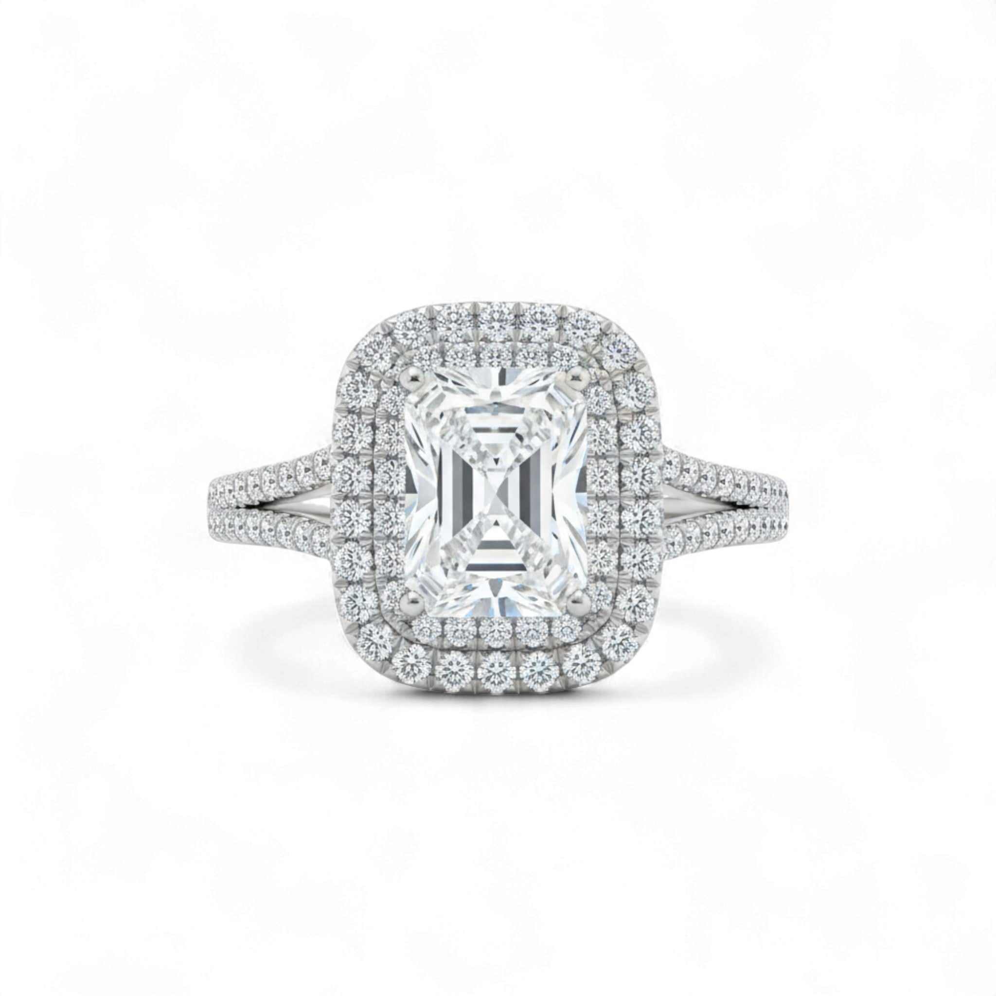 Classic Double Halo CZ Engagement Ring in 925 Sterling Silver | Elegant ...