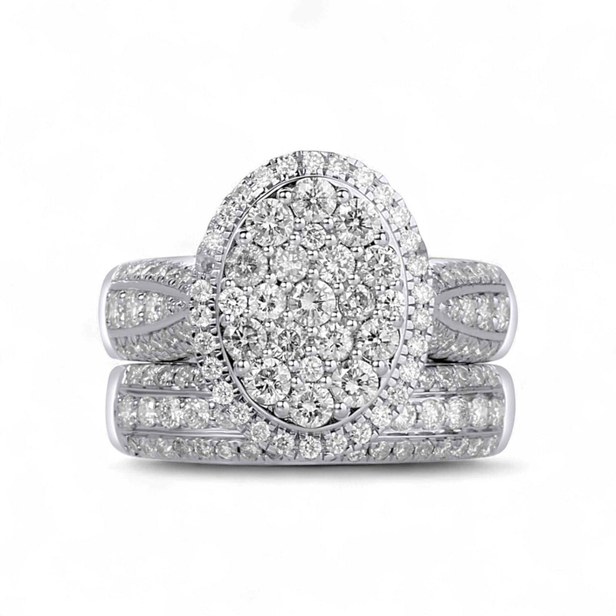 Amanda Oval Cut Natural Diamonds Bride Set in 18KT Gold - Elegant ...