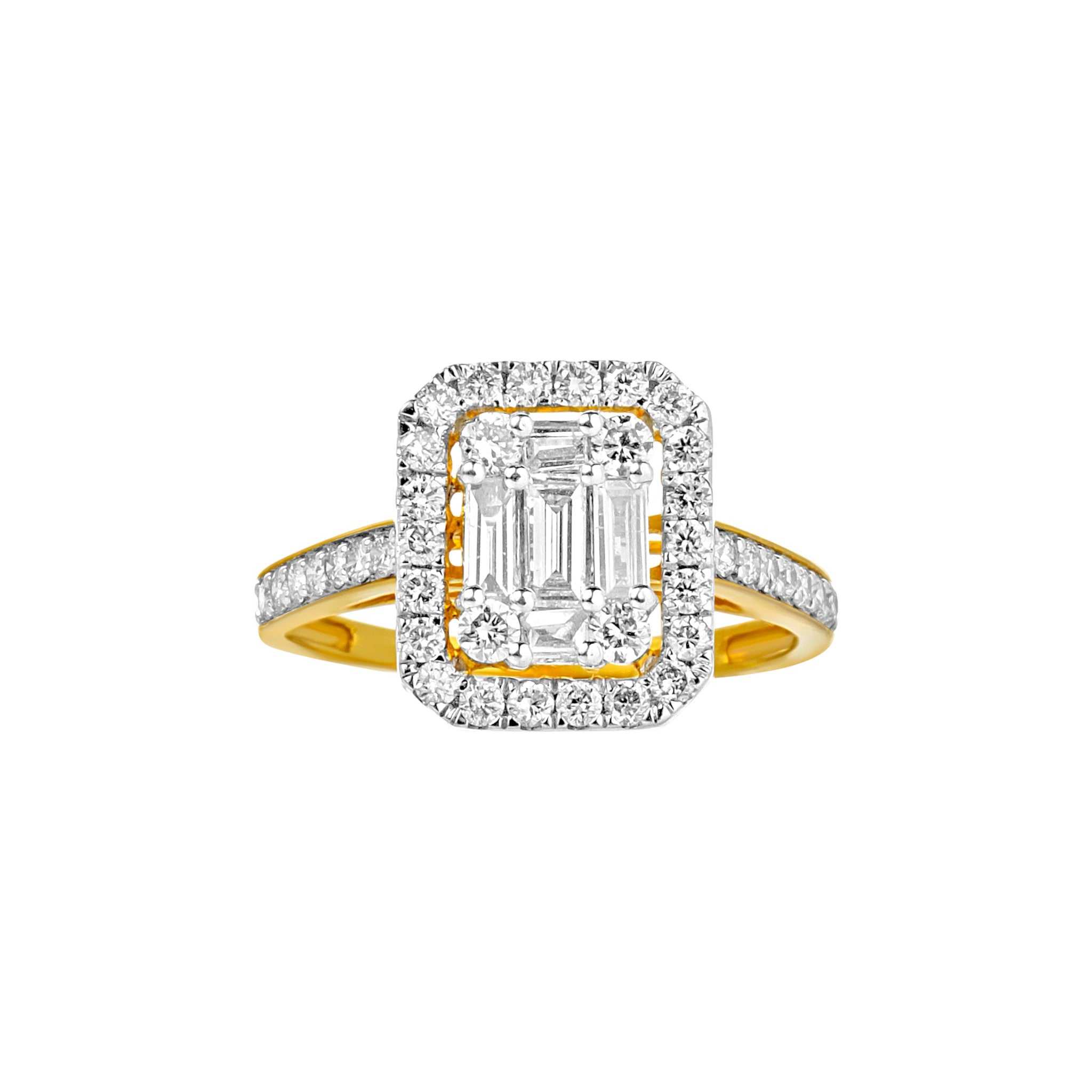 Royal Baguette Cut Diamond Engagement Ring in 18KT Gold – BOZ Jewelry