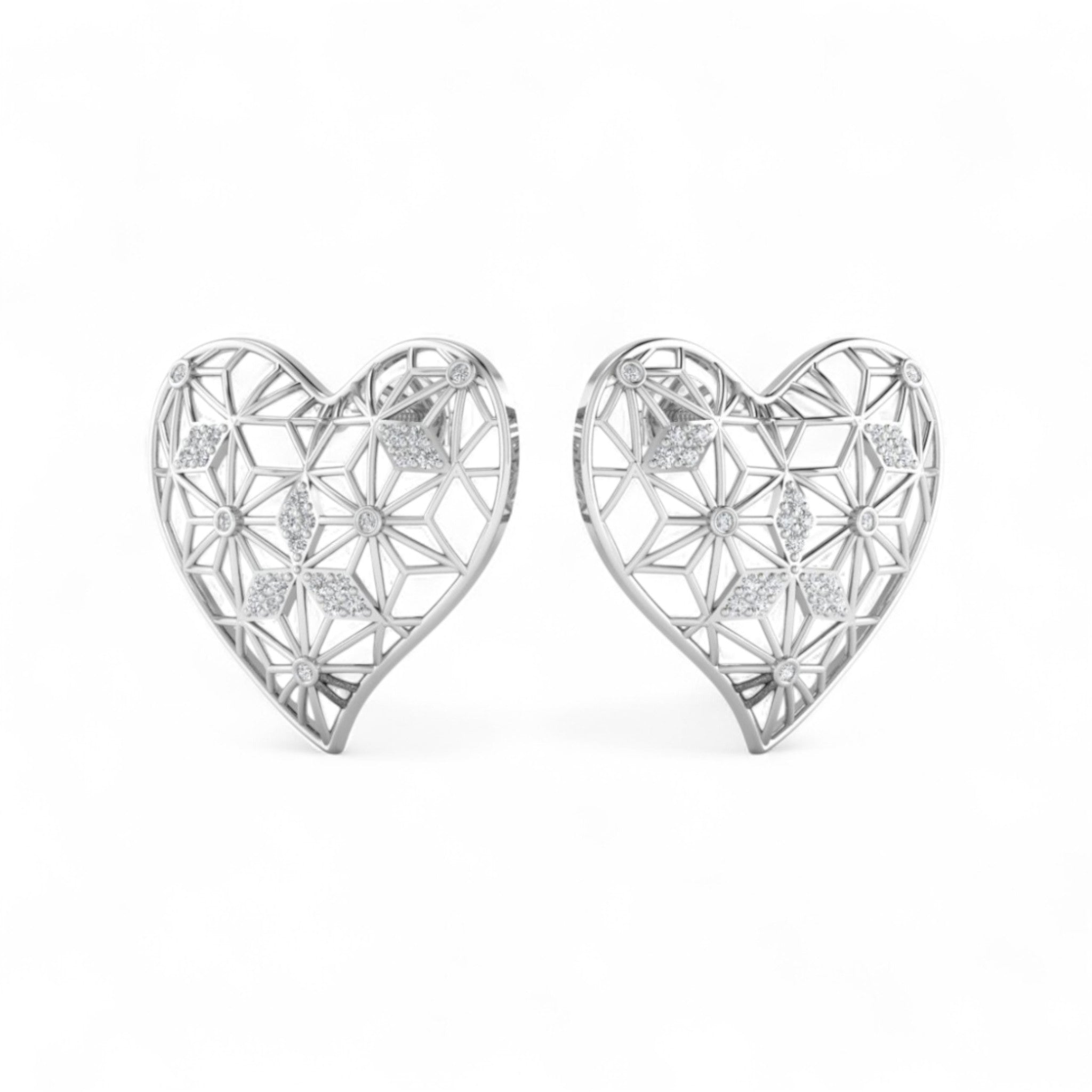 Heart Cage Diamond Earrings in 18KT Gold – BOZ Jewelry